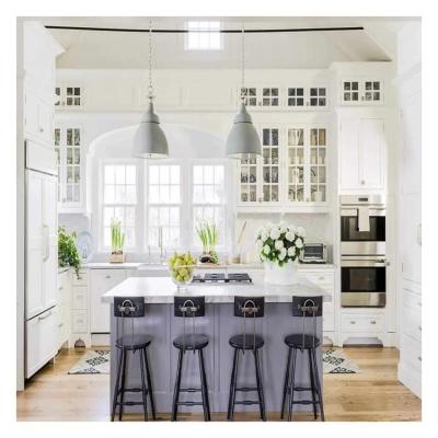 China Sell White Aluminium Framed Glass Top Modular Kitchen Cabinets with MDF Door Material for sale