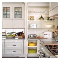 China Modern White Solid Wood Glass Panel Cabinets Space-Saving Solution for Small Kitchens for sale