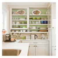 China Modern White Solid Wood Glass Panel Cabinets Space-Saving Solution for Small Kitchens for sale