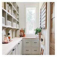 China Modern White Solid Wood Glass Panel Cabinets Space-Saving Solution for Small Kitchens for sale