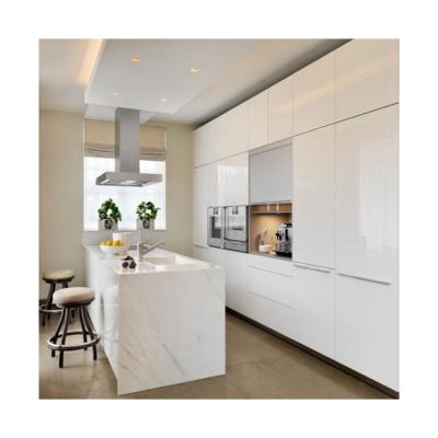 China Melamine Board Luxe Keukenkas met modern ontwerp en lakke deurpaneel Te koop