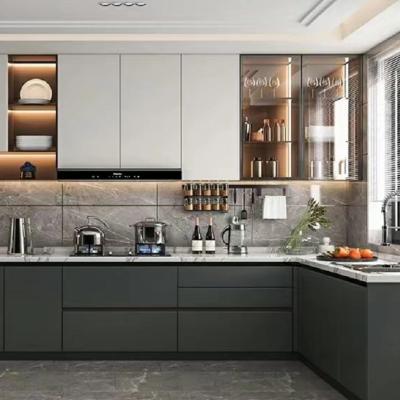 Cina Arredamento di cucina di stile europeo con porta di vetro e backsplash in cartone di melamina in vendita