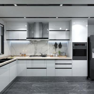 Cina Moderni disegni di armadietti da cucina per ristrutturare vecchie cucine Bianco lucente e mobili in vendita
