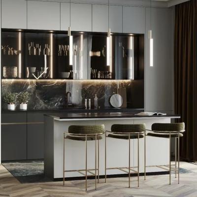 Cina Villa Cucina YALIG Moderno Design Esterno Colore Nero Cucina Dispositivo con Bar in vendita
