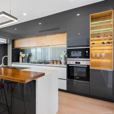Cina Villa Cucina YALIG Moderno Design Esterno Colore Nero Cucina Dispositivo con Bar in vendita
