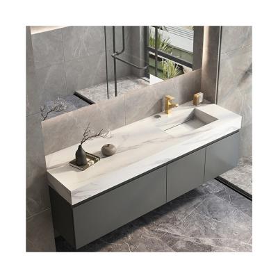 China Customized Width Bathroom Vanity Single Sink Set with Mirror Bathroom in Modern Style for sale