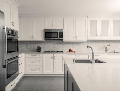 China Custom Design Easy Clean Modular Kitchen Wall Cabinets with Artificial Marble Countertop for sale