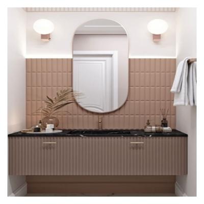 China Yes Countertop Italian Designed Bathroom Vanity with Handle-Free Design and Stone Sink for sale
