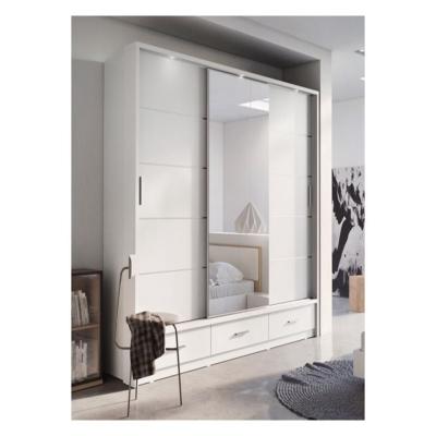 China Modern Design Roupas personalizadas Guarda-roupa com painel de porta de vidro preto e laca de espelho à venda