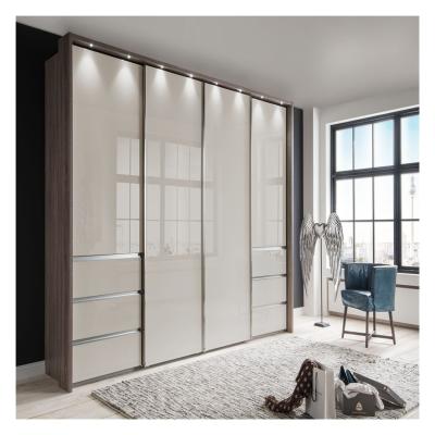 China Modern Design Roupas personalizadas Guarda-roupa com painel de porta de vidro preto e laca de espelho à venda