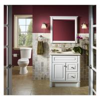 China Single Bathroom Vanity with White Lacquer Door Panel and Solid Wood Construction for sale