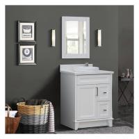 China Single Bathroom Vanity with White Lacquer Door Panel and Solid Wood Construction for sale