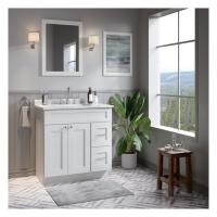 China Single Bathroom Vanity with White Lacquer Door Panel and Solid Wood Construction for sale