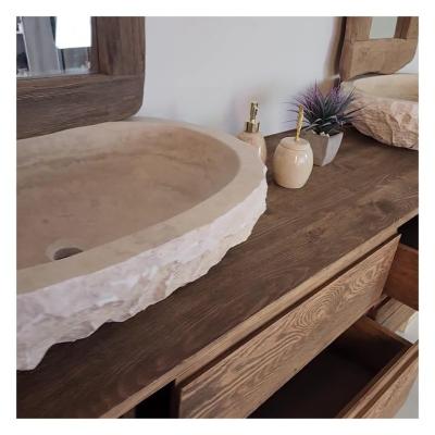 China Solid Wood Countertop Bathroom Cabinet with Silver Mirror and Vintage Style Vanity for sale
