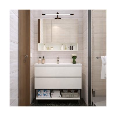 China Mirrored Cabinets Euro Style MR-MDF Particleboard Material Custom Hotel Bathroom Vanity for sale