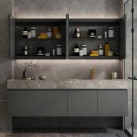 China Customizable Waterproof Solid Wood Bathroom Vanity Cabinet with Silver Mirror and Sink for sale
