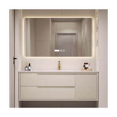 China Modern Style Wall Hung Vanity with Mirror and Basin in Luxury Hotel Bathroom Cabinets for sale