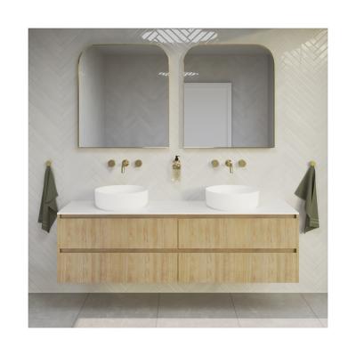 China Modern Wood Bathroom Vanities Double Sink Waterproof Bathroom Cabinet for Apartment for sale