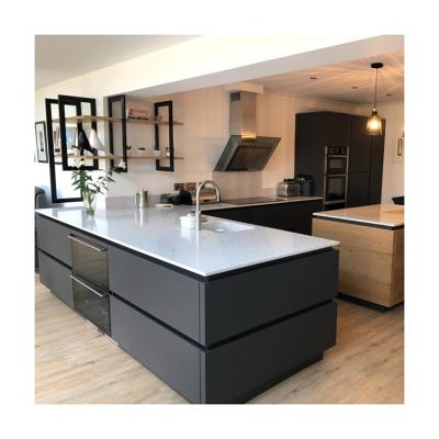 China E1 Particleboard Home Modulair Klaargemaakt Kabinet Ontwerp met Quartz Stone Countertop Te koop