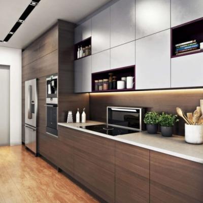 Cina E1 Particleboard Home Modular Ready Made Cabinet Design con bancone di quarzo in vendita