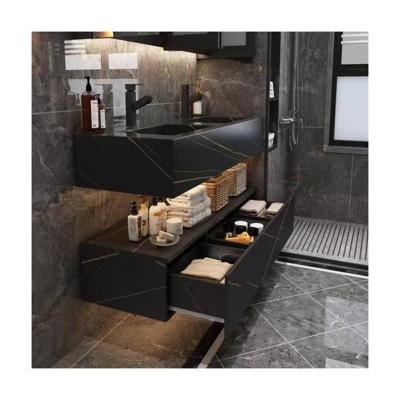 China Modern Style Germany Black Wooden Bathroom Cabinets and Vanities with Light Wash Basin for sale
