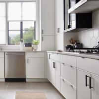 China Carcass Material E1 Particleboard Shaker Kitchen Cabinets with Solid Wood and Marble for sale