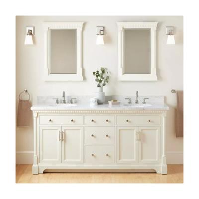 China European Antique Free Standing Wall Tile Sink Bathroom Vanity with Sintered Stone Top for sale