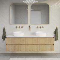 China Rectangle LED Mirror Sink Floating Bathroom Cabinet Set with Custom Size Vanity Combo for sale