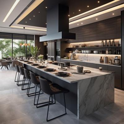 China Armazém de cozinha de estilo europeu americano de alta qualidade de mármore de pedra sinterizada de vidro de laca à venda