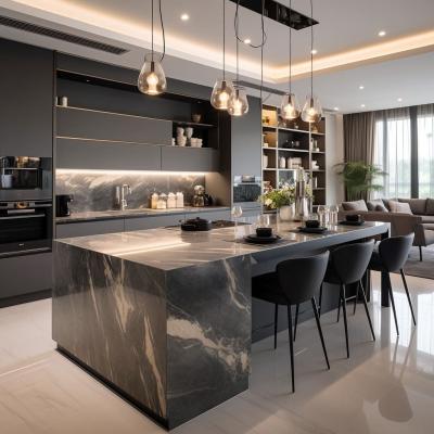 China Armazém de cozinha de estilo europeu americano de alta qualidade de mármore de pedra sinterizada de vidro de laca à venda