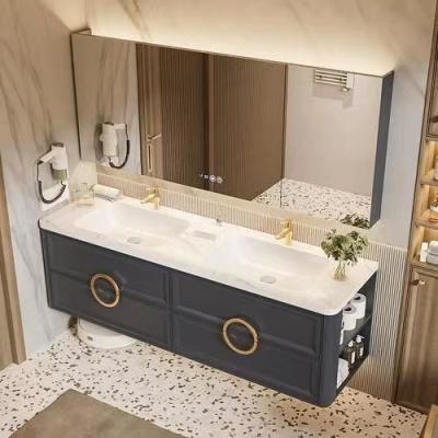 China Modern Wooden LED Lighted Bathroom Cabinet with Mirror in Customized Color and Width 38-46 for sale