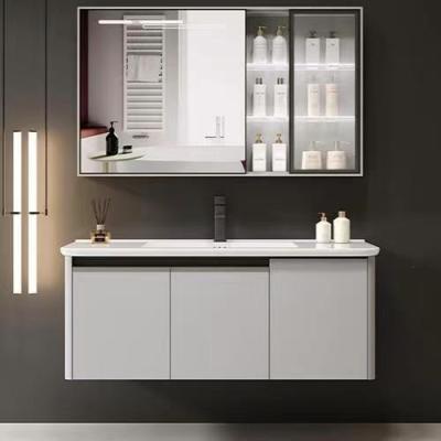 China Modern Wooden LED Lighted Bathroom Cabinet with Mirror in Customized Color and Width 38-46 for sale