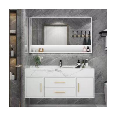 China Contemporary Square Smart Mirror Vanity Combo Bathroom Washbasin Cabinet With Drawers for sale