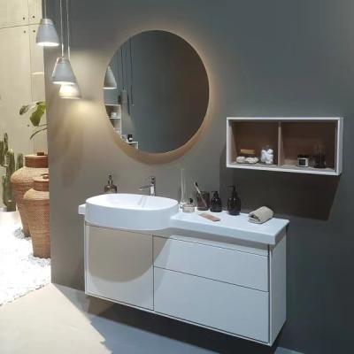 Cina Modern Round Led Mirror Sliding Solid Wood Cabinet Combo Bagno Lavabo con Materiali in vendita