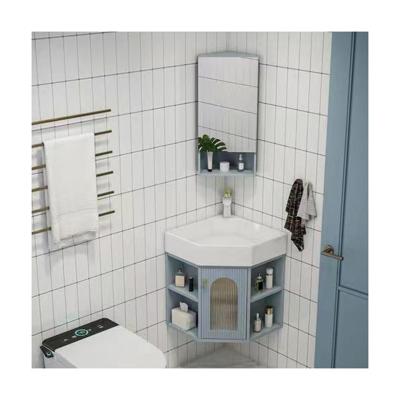 China Chinese Wood Triangle Bathroom Mirror Cabinet for Slim Storage in Wall Mount Vanity for sale