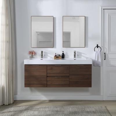 Cina Bagno a grano di legno semplice con lavandino a doppio taglio montato a parete e vaschino incluso in vendita