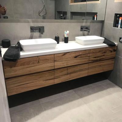 Cina Bagno a grano di legno semplice con lavandino a doppio taglio montato a parete e vaschino incluso in vendita