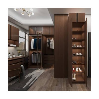 China Customized Natural Wood Grain Big Open Cloth Walk in Closet Wardrobe with Modern Style for sale