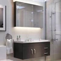 China YALIG Rectangle Black Lacquer Storage Bathroom Mirror Cabinet with Customized Designs for sale