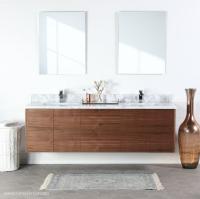 China Transform Your Bathroom with Solid Wood Wall Mounted Vanities and Floating Wash Basin for sale