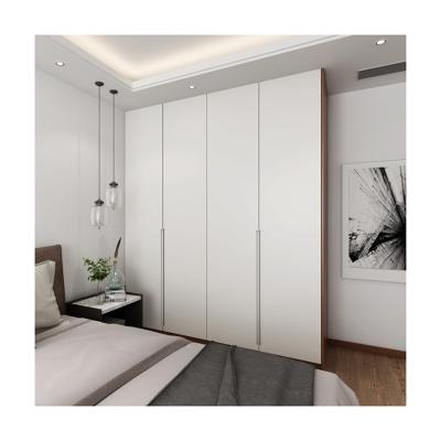 China Villa Bedroom Furniture Design MDF Melamine White Wooden Wardrobe with Stylish Design for sale