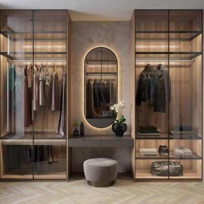 China Moderne slaapkamermeubilair Houten kast met schuifspiegel en geen gevouwen stijl Te koop