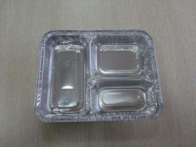 China Carry out 3-Compartment Aluminum Foil Serving Trays for sale