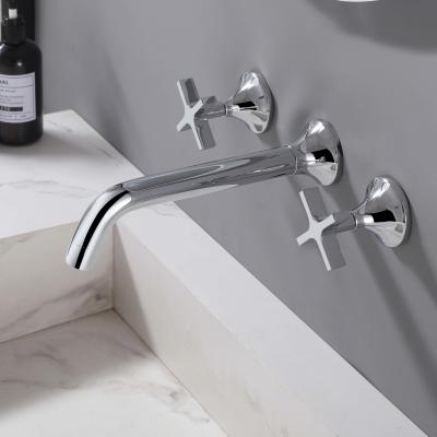 China Commercial Concealed Brushed Nickel Bathroom Faucet For Vanity Long Spout for sale