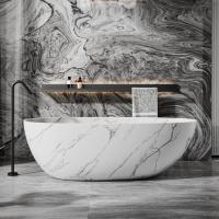 China Natural Marble pattern ATH Solid Surface Bathtub Free Standing Egg Shape for sale