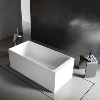 China Geometric Rectangular Solid Surface Bathtub Freestanding Two Person Stain Resistant for sale