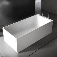 China Geometric Rectangular Solid Surface Bathtub Freestanding Two Person Stain Resistant for sale