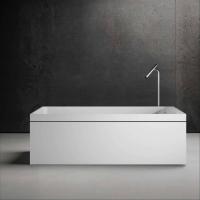 China Geometric Rectangular Solid Surface Bathtub Freestanding Two Person Stain Resistant for sale