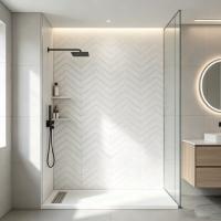 China Chevron Decorative Solid Surface Shower Wall Panel Bathtub Surround for sale