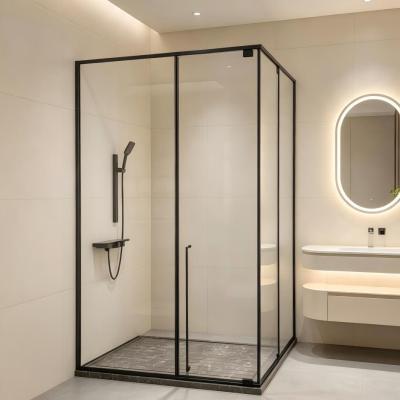 China Residential Bathroom Sliding Frameless Swinging Shower Door Enclosure Acid Etched Glass for sale